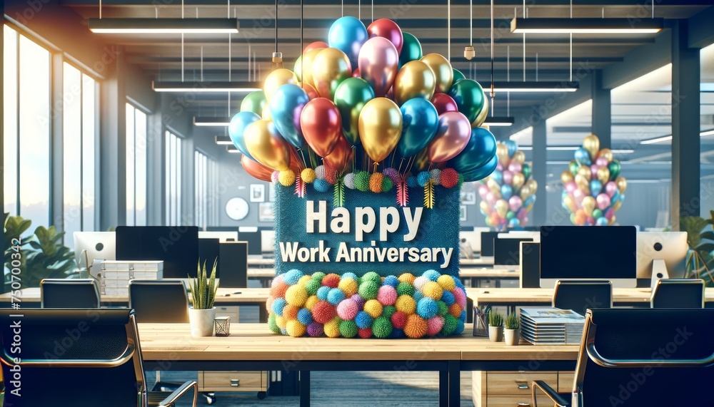 Happy Work Anniversary Celebration in Modern Office Stock Photo | Adobe Stock