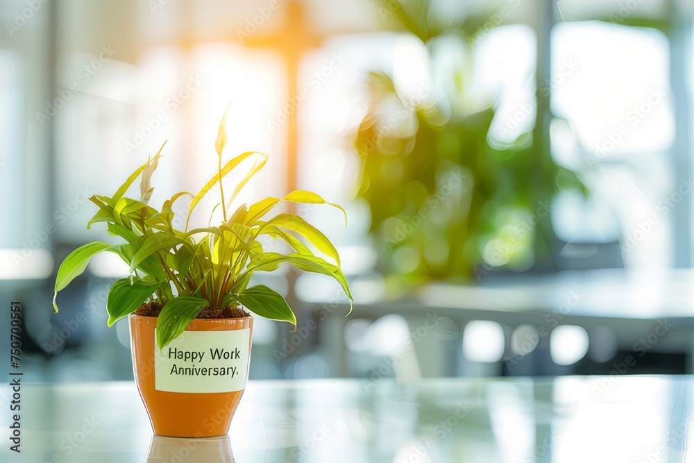Work anniversary Celebratory Office Plant: Sunshine and Growth on Work ...