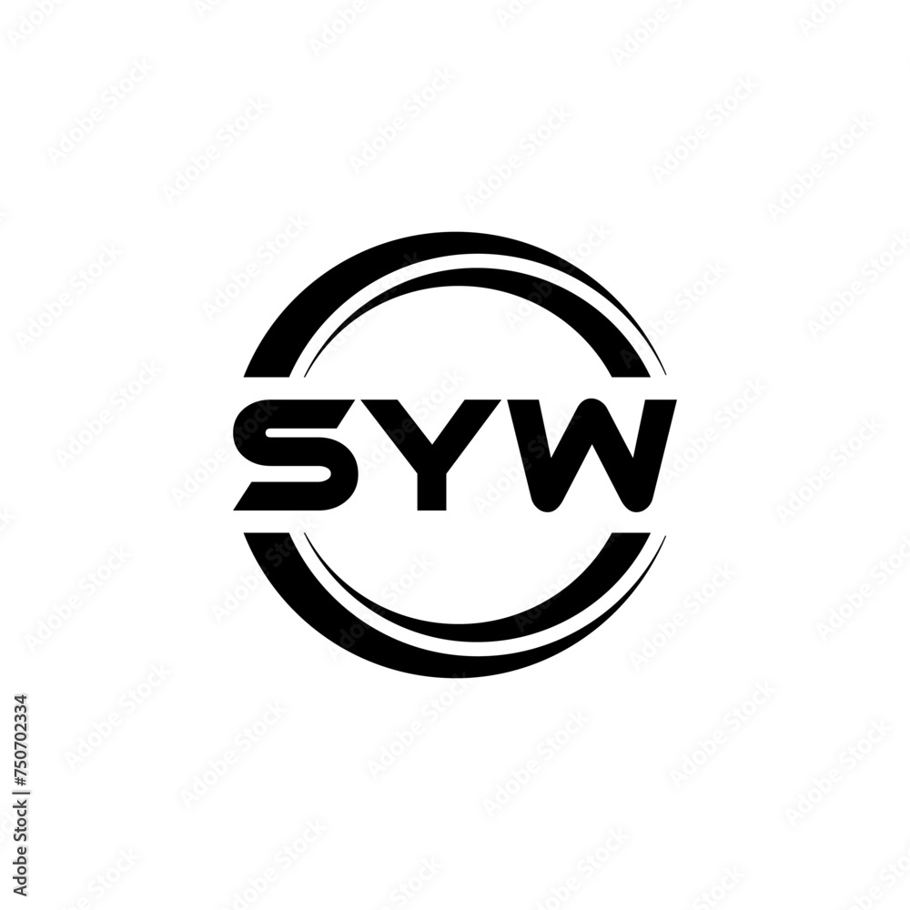 SYW letter logo design with white background in illustrator, vector ...