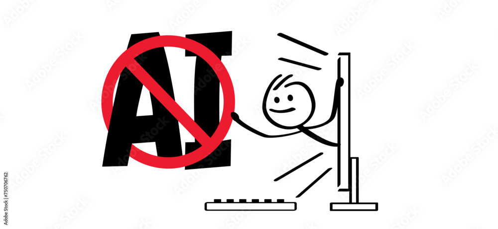 Stop, no AI text, image generator. Forbidden, artificial intelligence ...