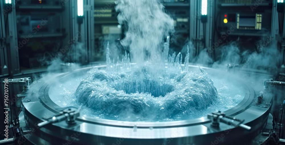 Industrial machinery for cryogenic freezing with icy vapor in a tech ...