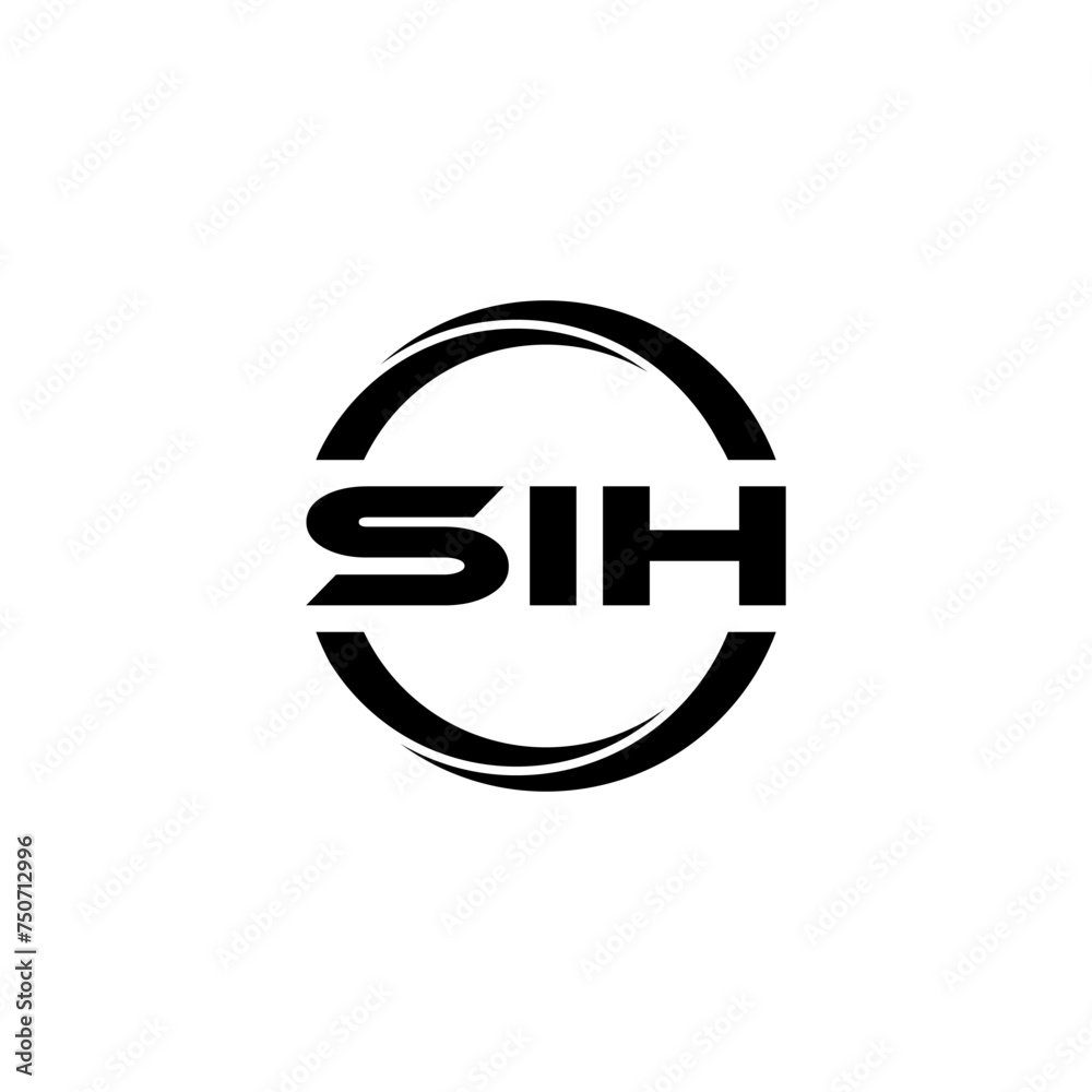 SIH letter logo design with white background in illustrator, cube logo ...