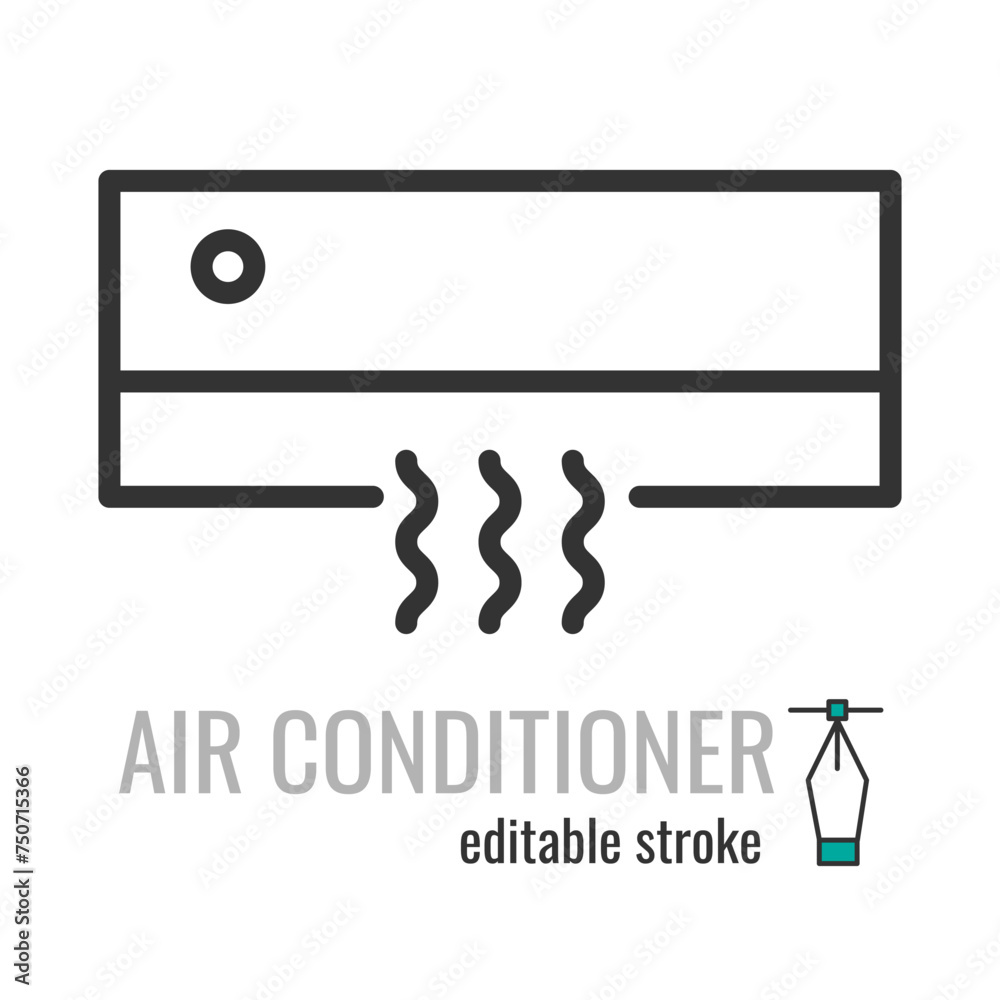 air conditioning line icon.AC symbol.cooling breeze blows cold ...