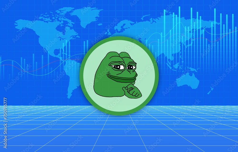 images of the pepe logo on a digital background. 3d illustrations ...