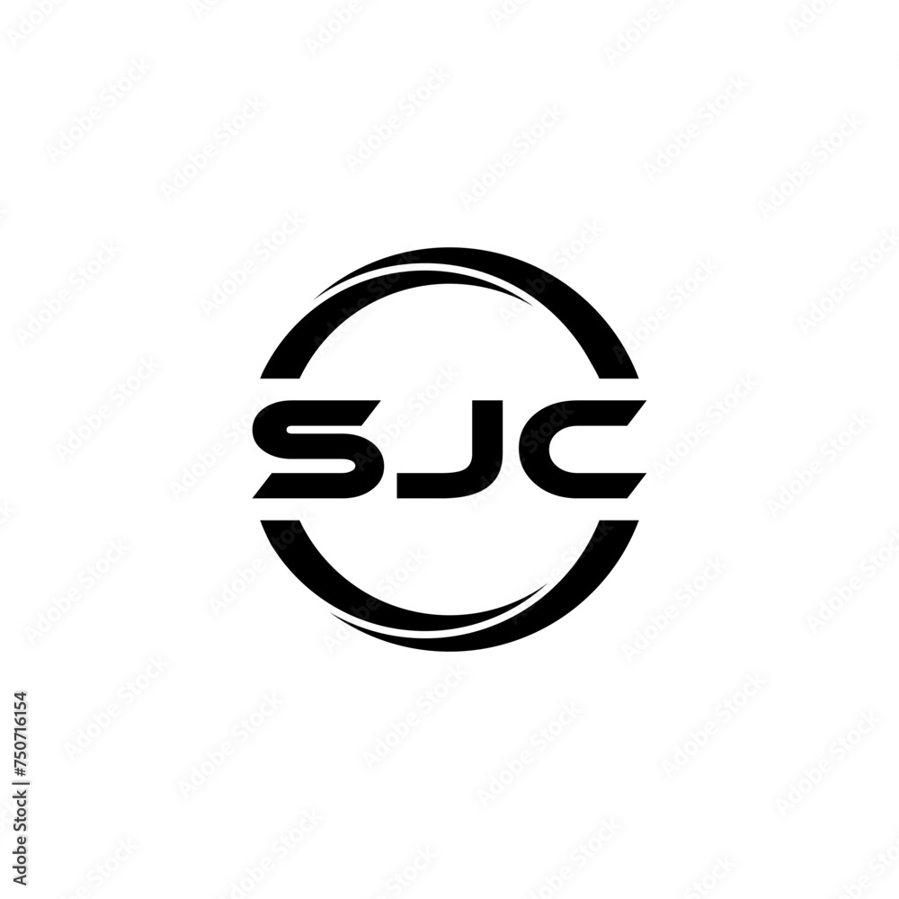 SJC letter logo design with white background in illustrator, cube logo ...