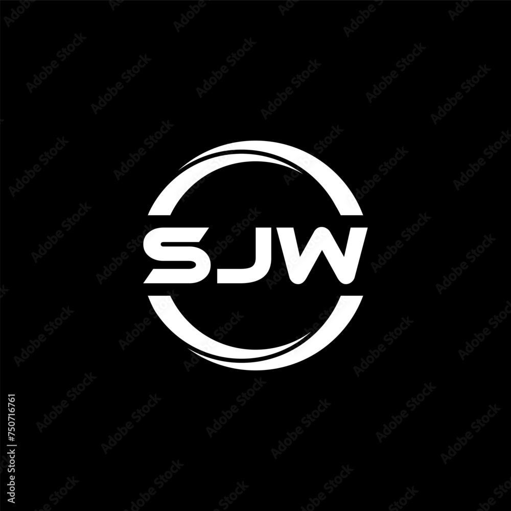 SJW letter logo design with black background in illustrator, cube logo ...