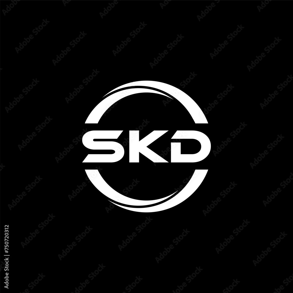 SKD letter logo design with black background in illustrator, cube logo ...