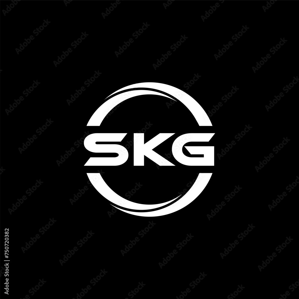 Vetor de SKG letter logo design with black background in illustrator ...