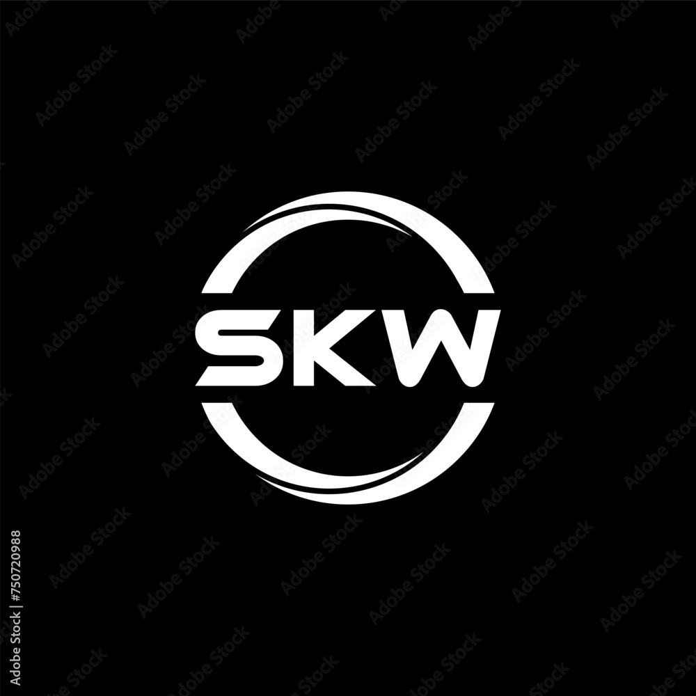 SKW letter logo design with black background in illustrator, cube logo ...