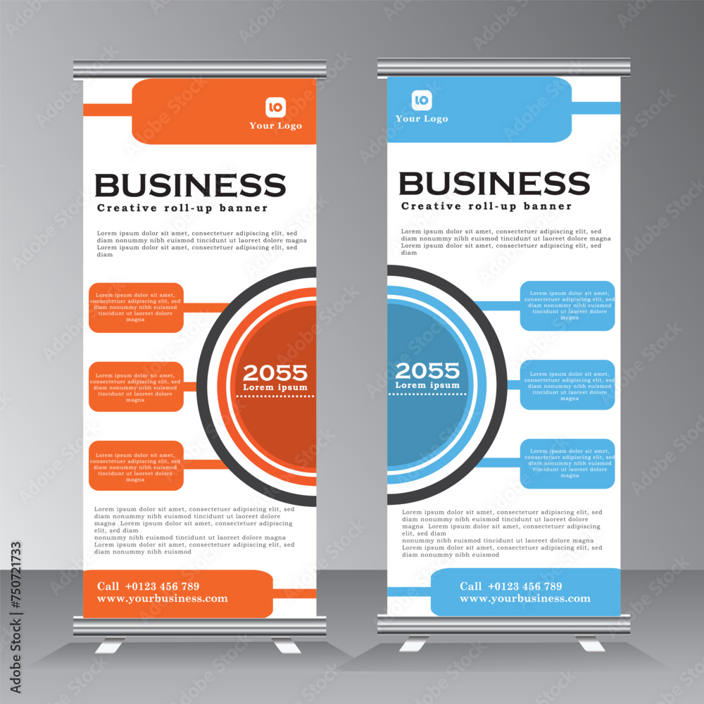 roll up banner desing with three section, 3 steps roll up banner ...