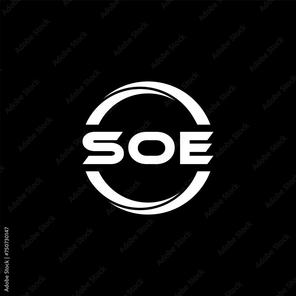 SOE letter logo design with black background in illustrator, cube logo ...