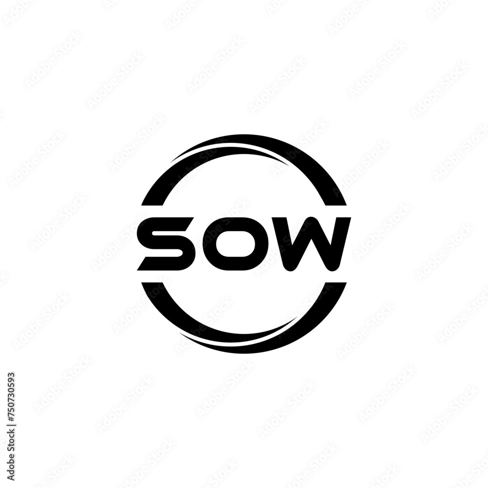 SOW letter logo design with white background in illustrator, cube logo ...
