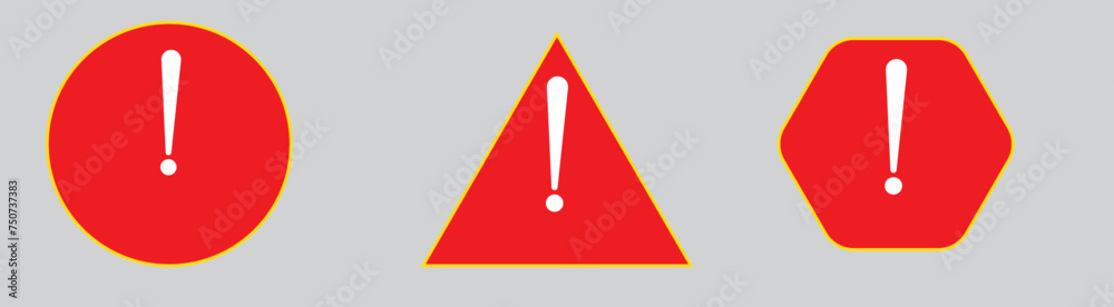Red and White Round Circle Octagonal and Triangular Warning or ...
