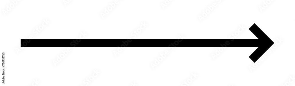 Thin black arrow pointing right. Long, straight-line arrow icon in ...
