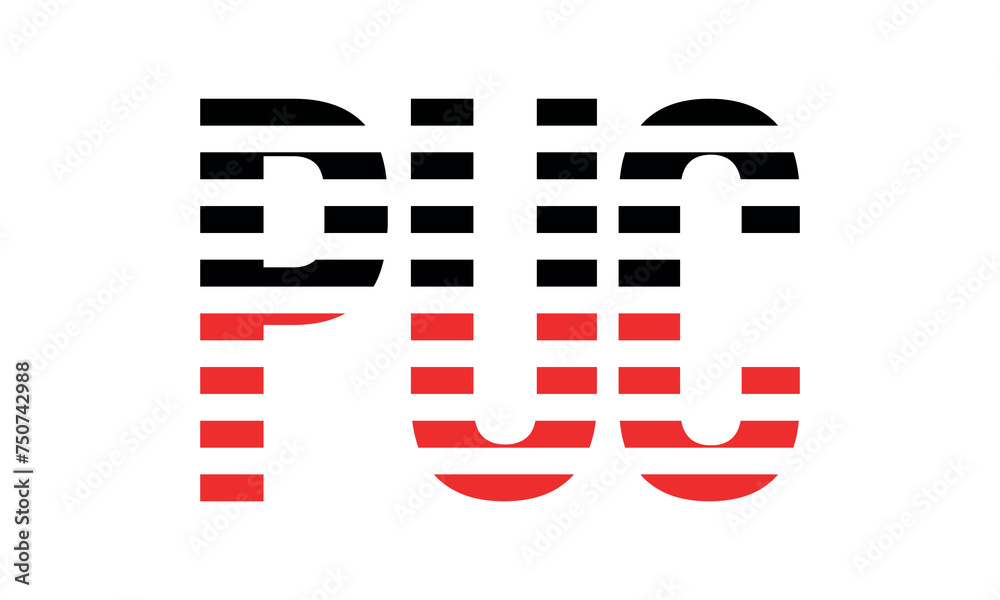 PUC three initial letter iconic line negative space minimal logo design ...