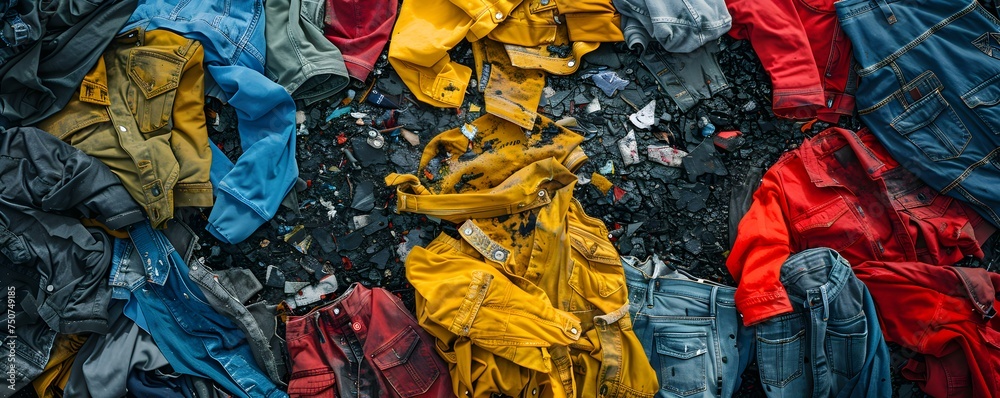 Fashion Waste Crisis: a Visual Representation in a Landfill. Concept ...