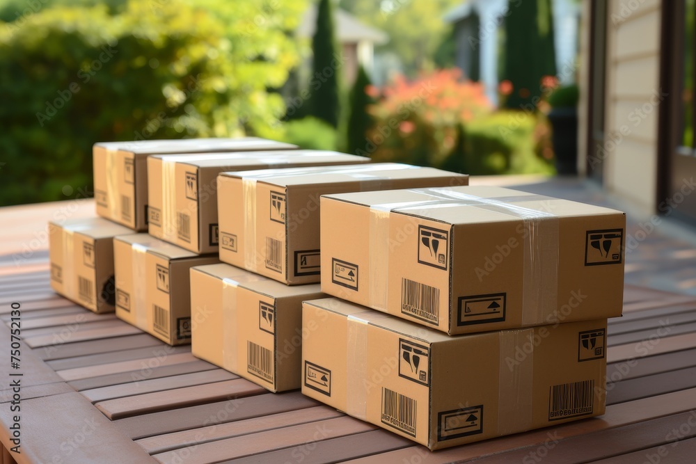 delivered package on the porch of the house. Home delivery of goods ...