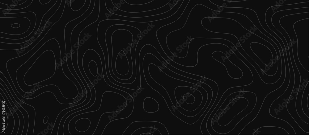 Abstract outline topographic contour map background. Dark texture ...