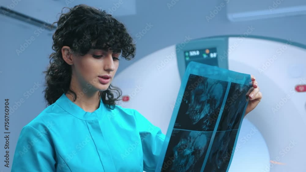 Research laboratory in medical hospital: doctor neurologist using MRI ...