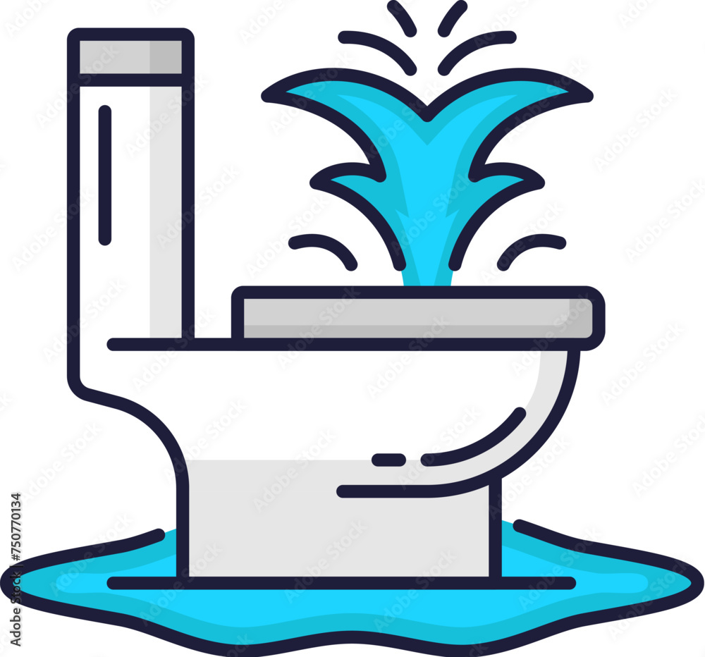 Color plumbing service icon. Clogged toilet, pipe, bathroom problems ...