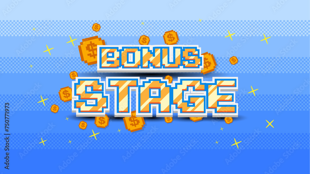 bonus stage.pixel art .8 bit game.retro game. for game assets in vector ...