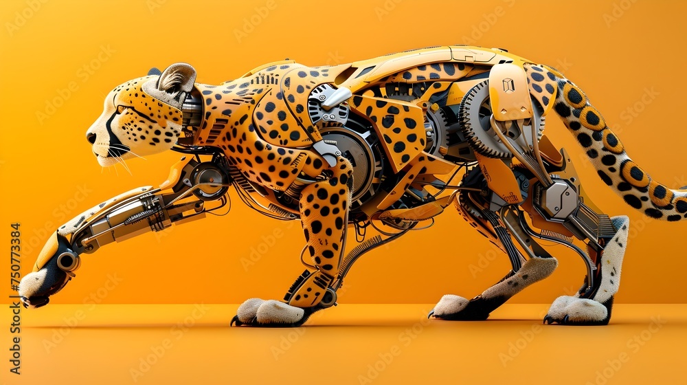 Hyper-Realistic Robot Cheetah in a Stylized Machine-Like Form Stock ...