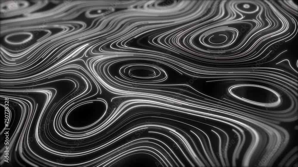 Abstract animated topographic map background. Contour map. 3D ...