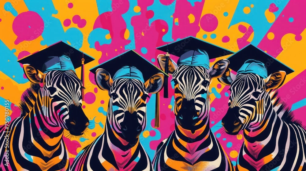Zebras in Pop Art. High School Graduation Celebration with a Wild Twist ...