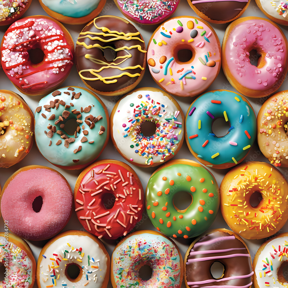 Seamless texture and pattern of colorful glazed doughnuts with high ...
