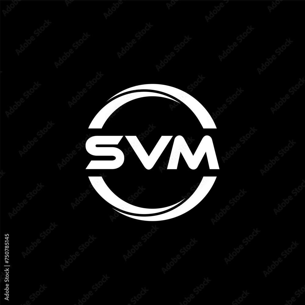SVM letter logo design with black background in illustrator, cube logo ...