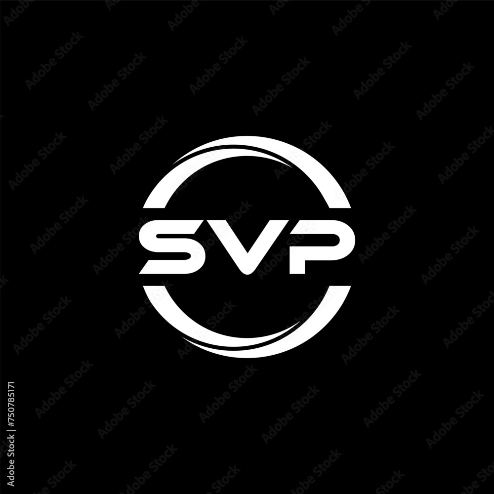 SVP letter logo design with black background in illustrator, cube logo ...