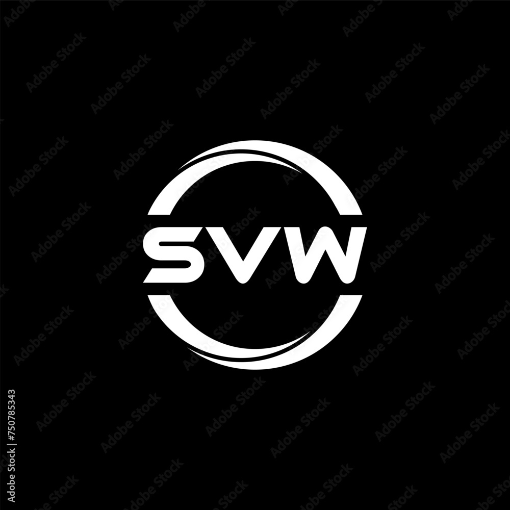 SVW letter logo design with black background in illustrator, cube logo ...