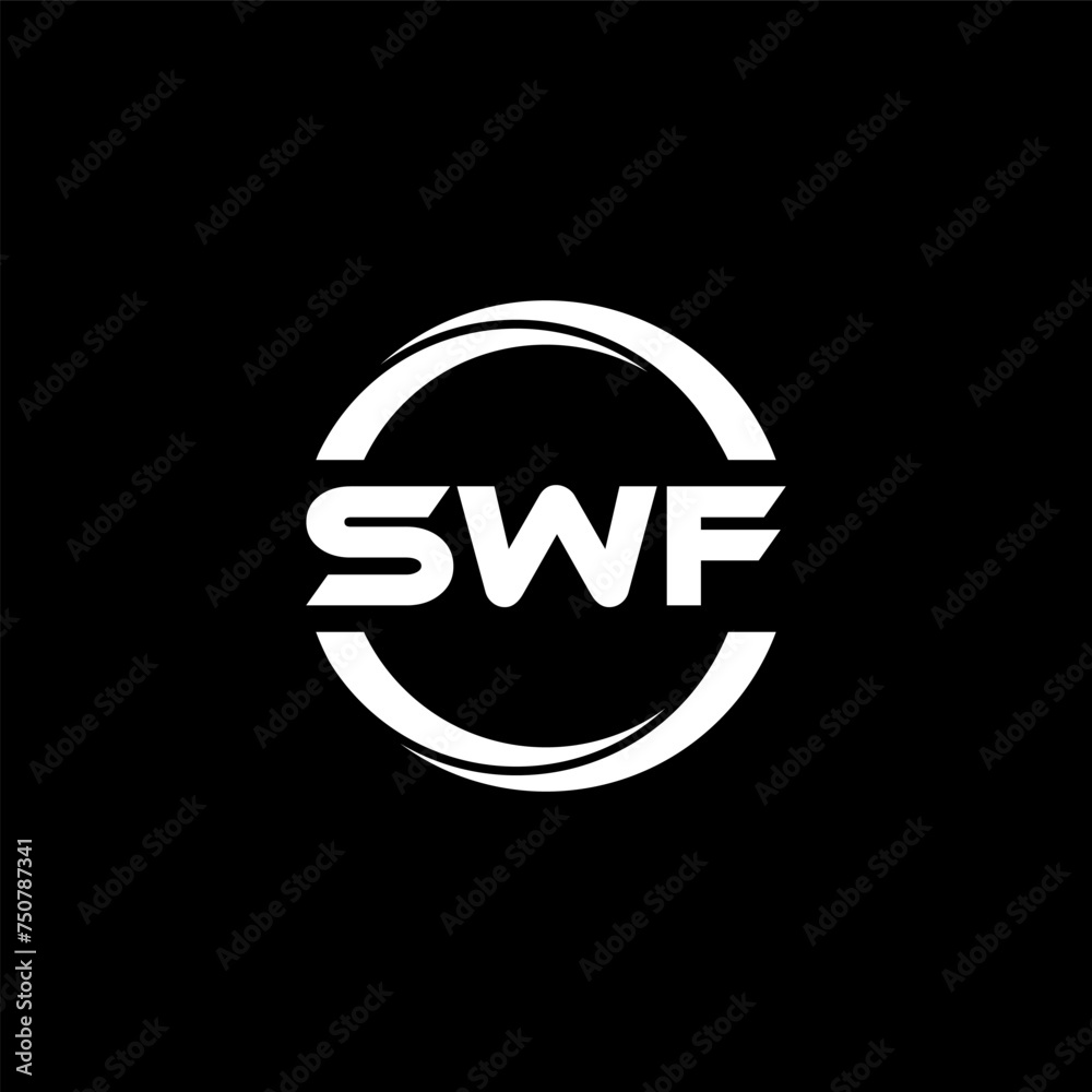 SWF letter logo design with black background in illustrator, cube logo ...