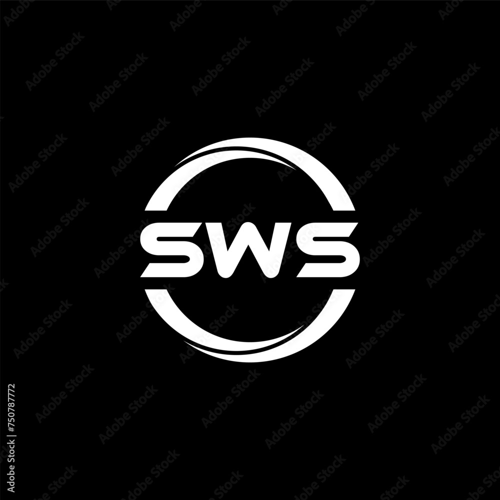 SWS letter logo design with black background in illustrator, cube logo ...
