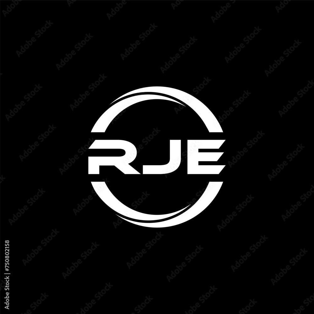 RJE letter logo design with black background in illustrator, cube logo ...