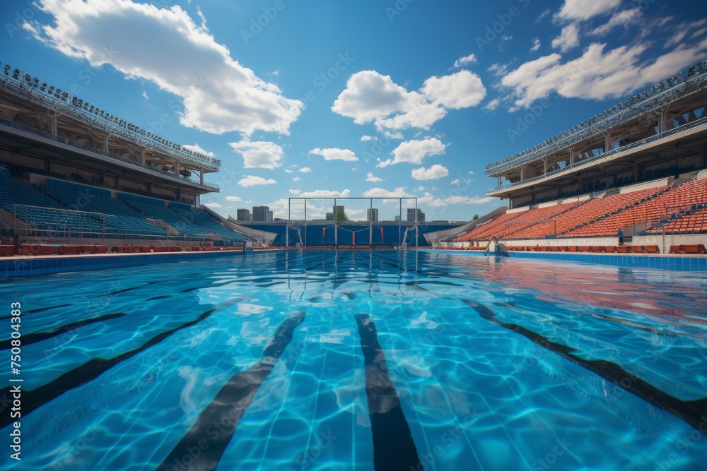 A vibrant olympic swimming pool captures the spirit of champions, where ...