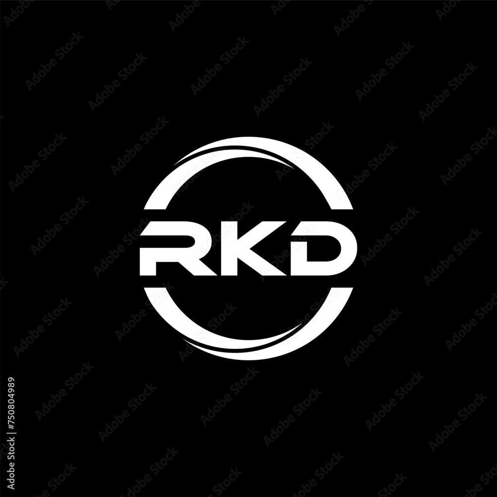 RKD letter logo design with black background in illustrator, cube logo ...
