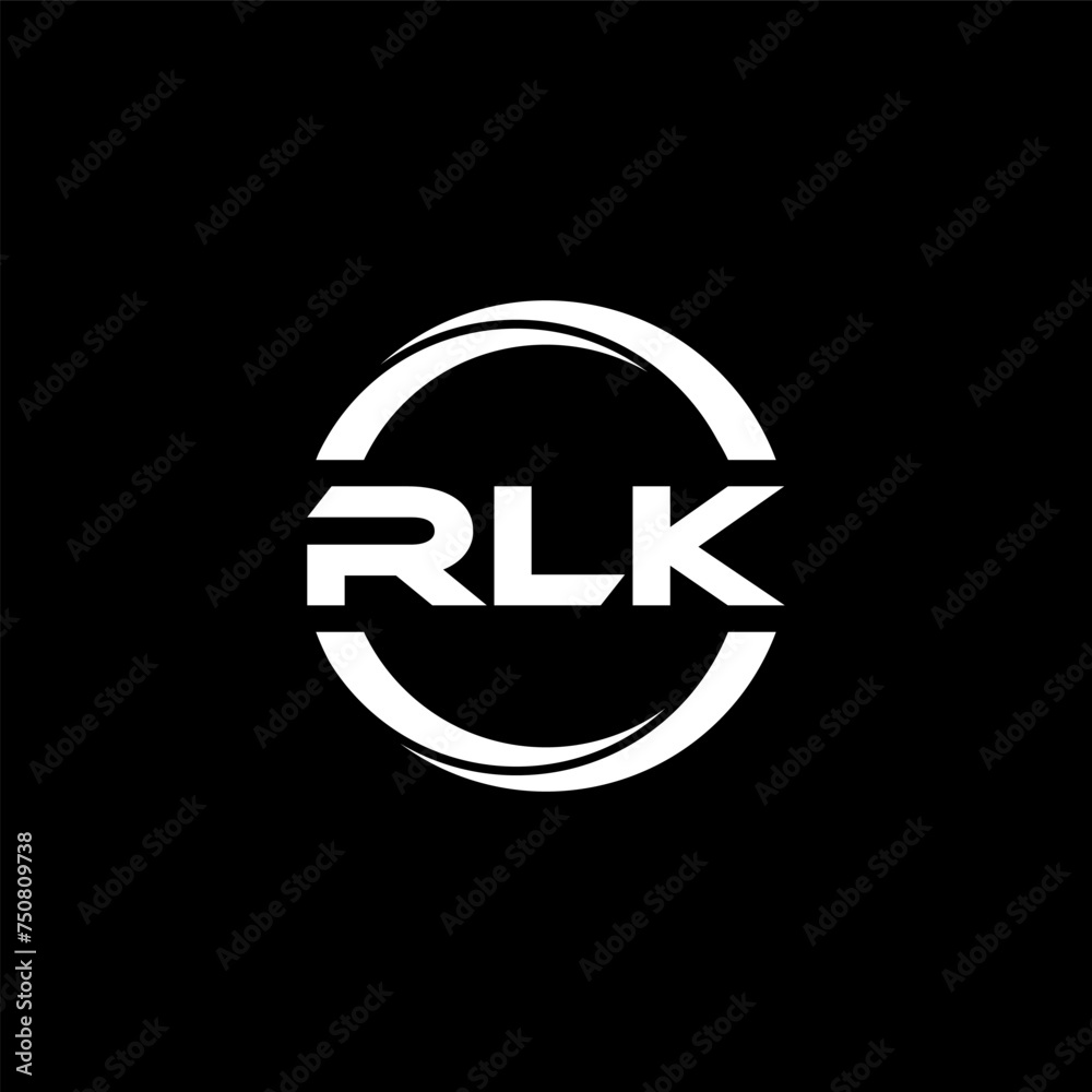 RLK letter logo design with black background in illustrator, cube logo ...