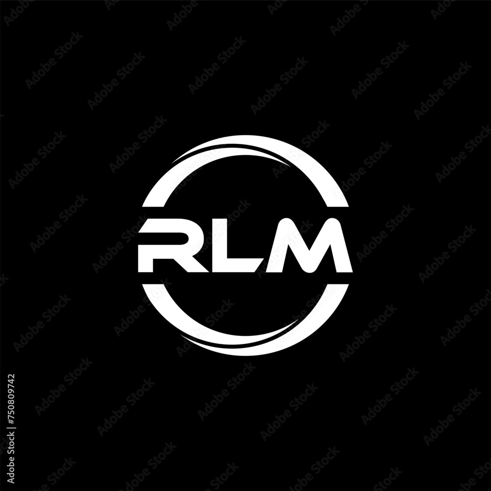 RLM letter logo design with black background in illustrator, cube logo, vector logo, modern ...