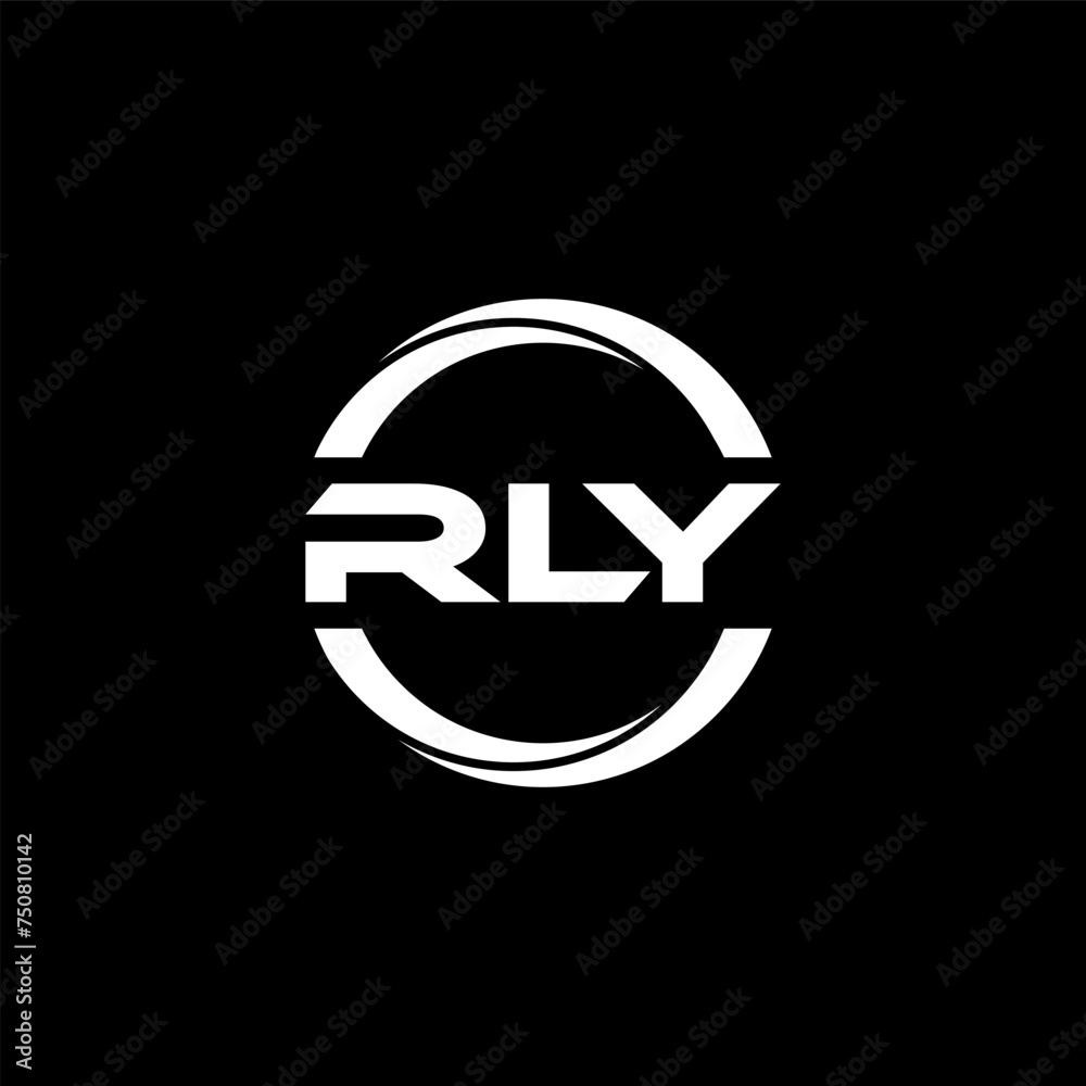 RLY letter logo design with black background in illustrator, cube logo ...