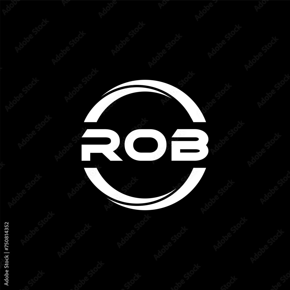 ROB letter logo design with black background in illustrator, cube logo ...