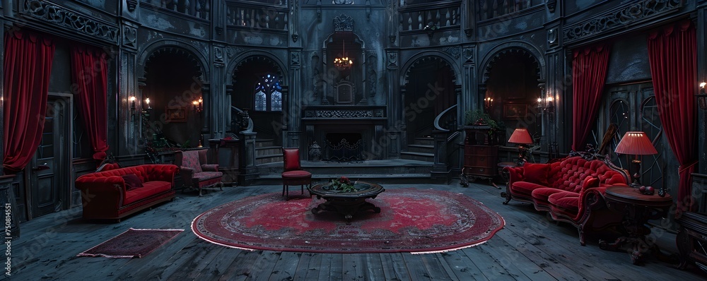 Interior of gothic vampire castles living room The interior of a gothic ...