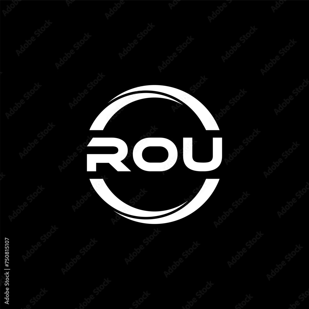 ROU letter logo design with black background in illustrator, cube logo ...