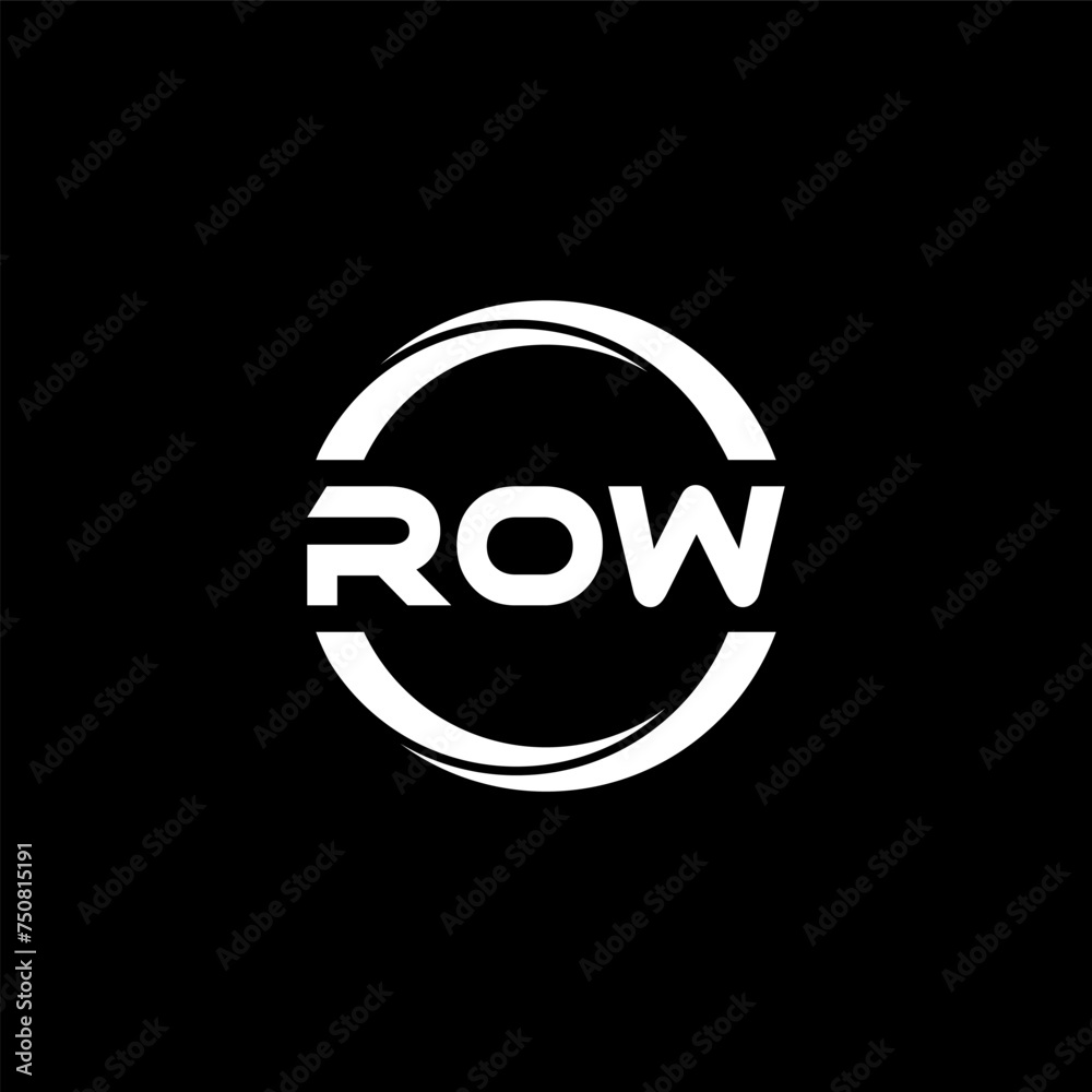 ROW letter logo design with black background in illustrator, cube logo ...