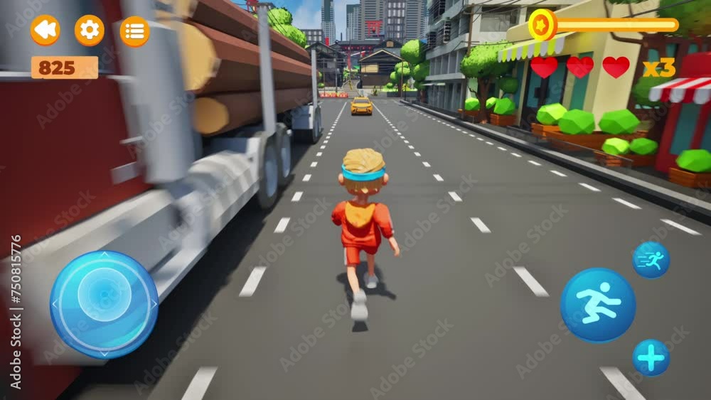 Vidéo Stock Controlling a Runner boy character in the modern mobile ...