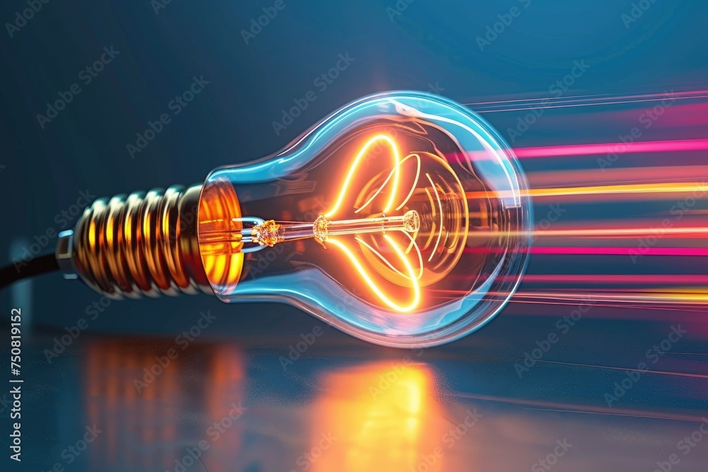 Dynamic light bulb with speed lines effect - A light bulb with stylized ...