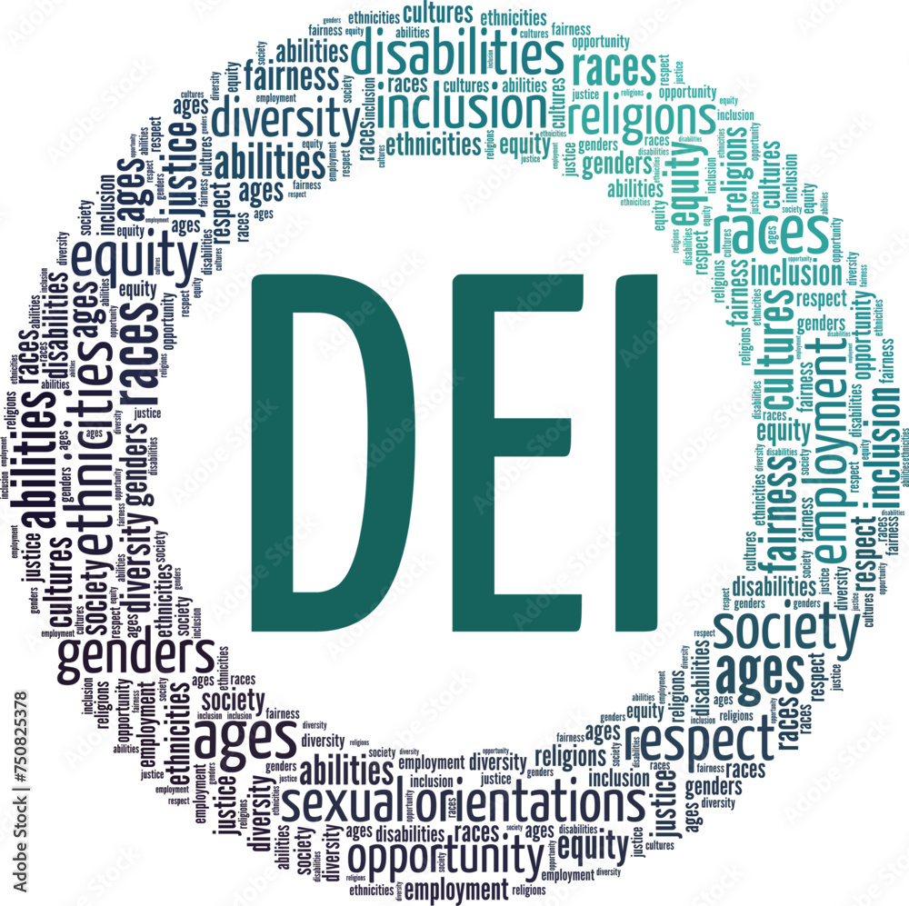 DEI Diversity Equity Inclusion word cloud conceptual design isolated on ...