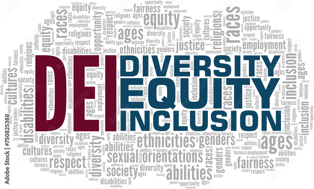 DEI Diversity Equity Inclusion word cloud conceptual design isolated on ...