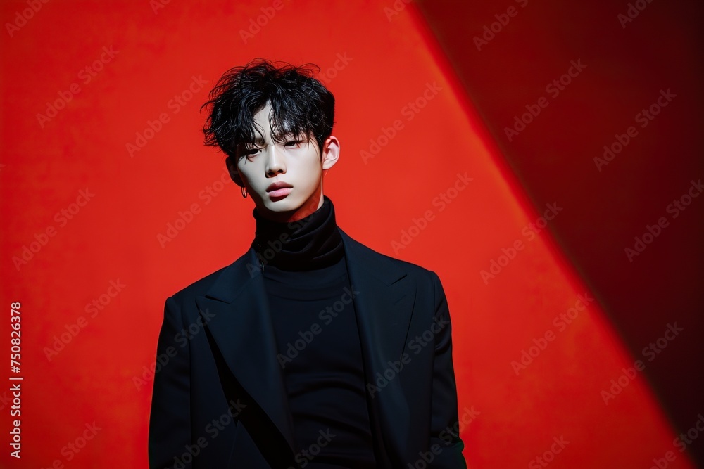 Handsome Asian male model with masculine and sensual pose posing for ...