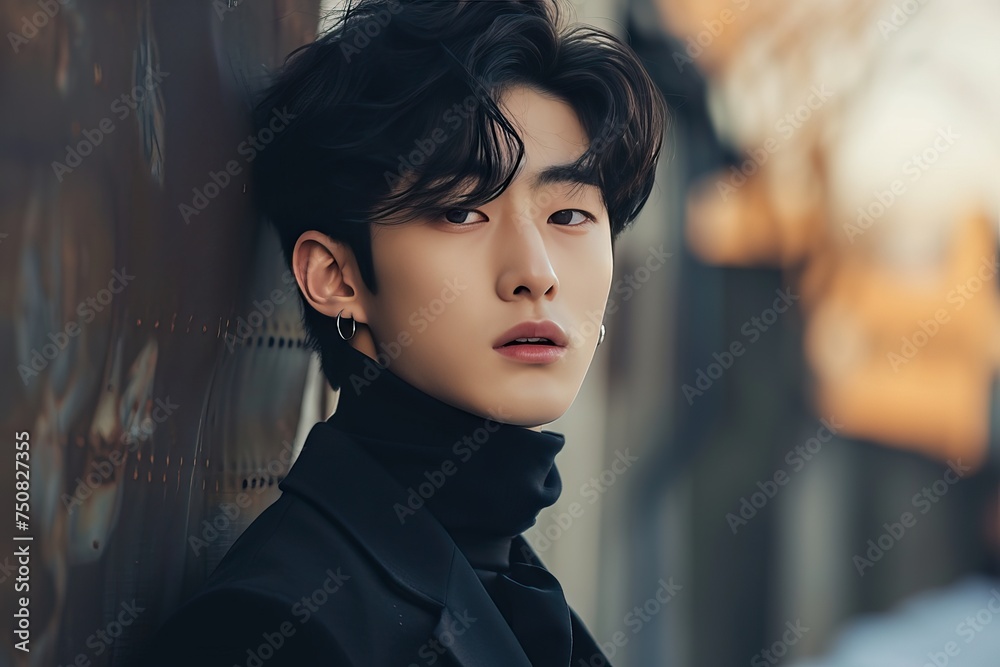 Handsome Asian male model with masculine and sensual pose posing for ...